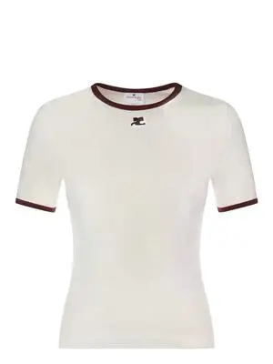 COURREGES Logo-trim T-shirt - White