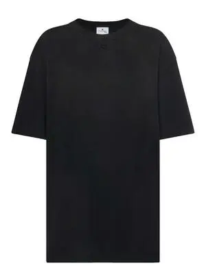 COURREGES Logo-embroidered T-shirt - Black