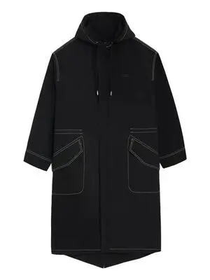 Ami Crinkled Long Parka - Black