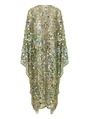 SANA OSMANI Yasmin Sequin-embellished Cape - Neutrals