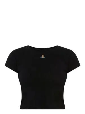 VIVIENNE WESTWOOD Orb-embroidered Crop Top - Black