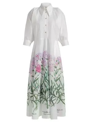 Alberta Ferretti Floral Print Shirt Dress - White