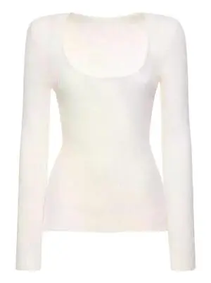 Jacquemus Scoop-neck Long-sleeve Sweater - White