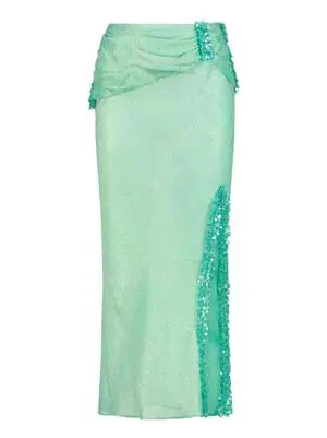 SANA OSMANI Ruched Slit Maxi Skirt - Green