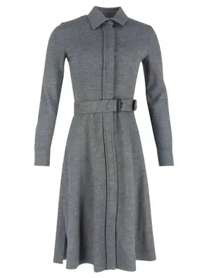 Akris Belted Midi Shirt Dress - Grey