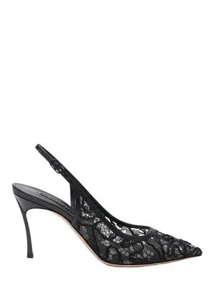Casadei Chantilly Blade Lace Heel Pumps - Black