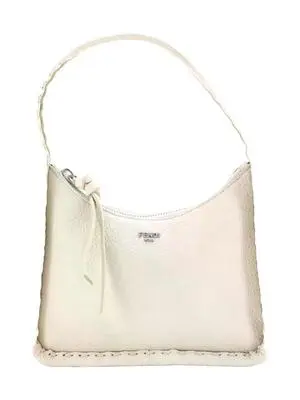Fendi Fendissime Selleria Leather Mini Hobo Bag - White