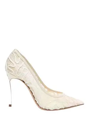 Casadei Chantilly Blade Lace Stiletto Pumps - White