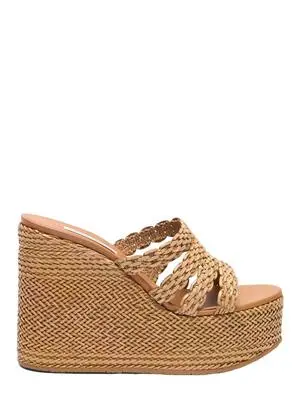 Casadei Avenue Woven Wedge Mules - Neutrals