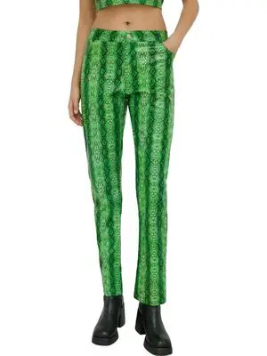RÉSUMÉ Snakeskin-print Trousers - Green