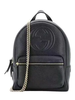 Gucci Soho Chain Leather Backpack - Black
