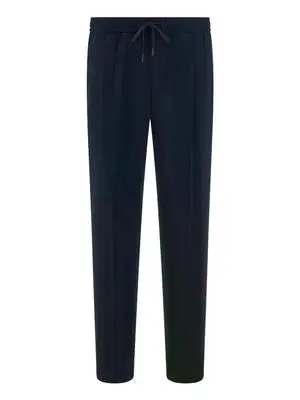 Boggi Milano Drawstring Seersucker Trousers - Blue
