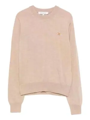 Maison Kitsuné Fox Appliqué Crewneck Sweater - Neutrals