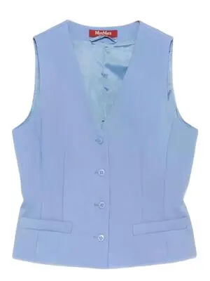 Max Mara Mstmadia Buttoned Virgin Wool Waistcoat - Blue