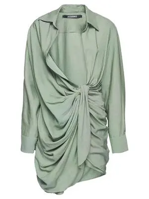 Jacquemus La Robe Bahia Asymmetric Mini Dress - Green