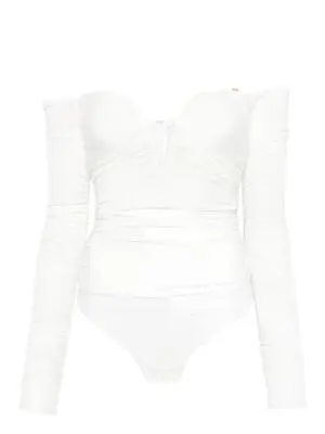 Elisabetta Franchi V-neck Gathered Top - White