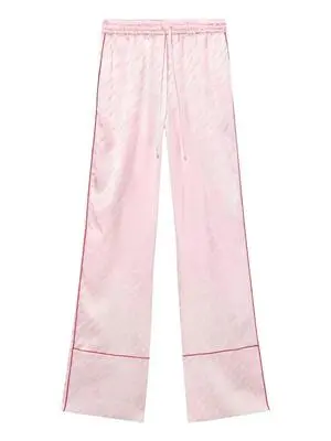 Off-White Jacquard Satin Pajama Trousers - Pink