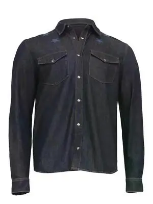 Givenchy Star-embroidered Button-down Denim Shirt - Blue