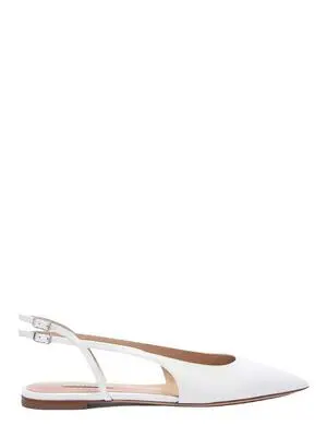 Casadei Dancer Ankle Strap Flat Pumps - White
