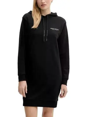 Armani Exchange Drawstring Hooded Mini Dress - Black