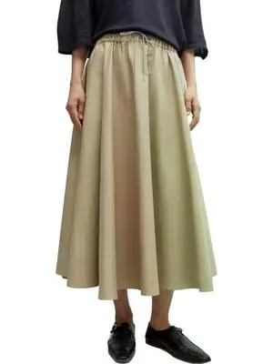 CORDERA Drawstring A-line Midi Skirt - Neutrals