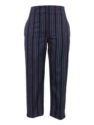 Burberry Striped Cropped Trousers - Blue