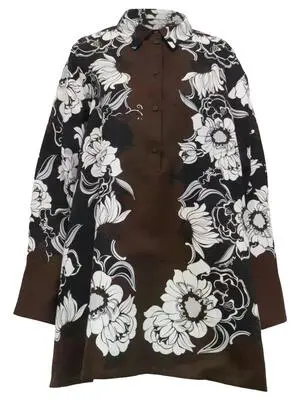 Valentino Garavani Floral-print Mini Shirt Dress - Brown