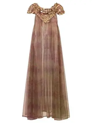 SANA OSMANI Sequin Embellished Maxi Dress - Neutrals