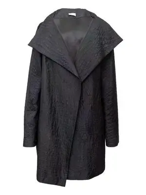 Dusan Textured Asymmetric Coat - Black