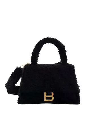 Balenciaga Fluffy Hourglass Top Handle Crossbody Bag - Black