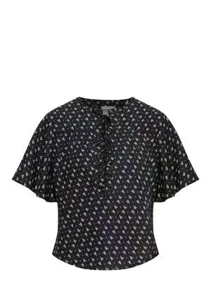 MARANT ETOILE Dianga Printed Lace-up Top - Black
