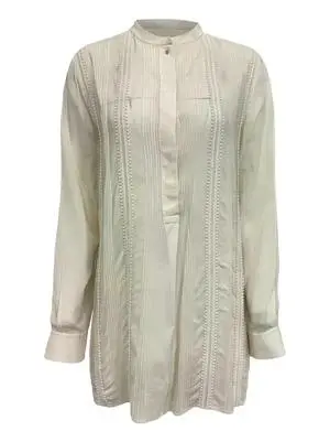 Chloé Embroidery-trimmed Long-sleeve Blouse - Neutrals