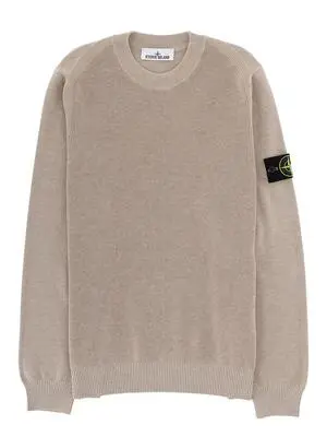 Stone Island Jersey With Logo Patch - Beige