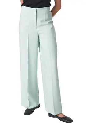 SOAKED IN LUXURY Corinne High-waisted Wide Leg Trousers - Surf Spray
