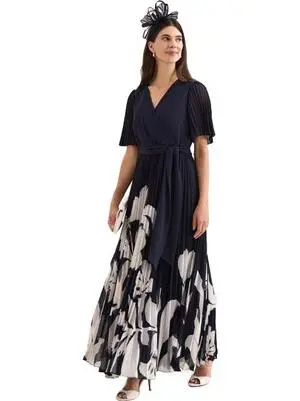 PHASE EIGHT Abigail Floral Print Maxi Wrap Dress - Navy