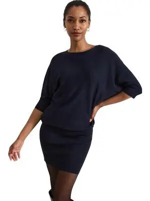PHASE EIGHT Becca Batwing Knitted Dress - Navy