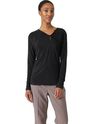 SOAKED IN LUXURY Knotted Long Sleeve Glitter Top - Black