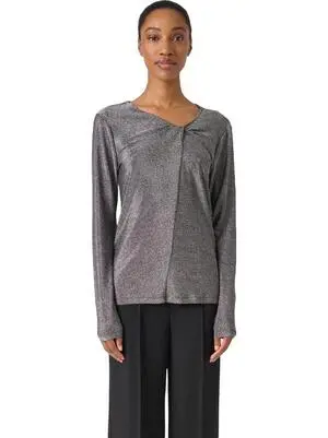 SOAKED IN LUXURY Knotted Long Sleeve Glitter Top - Silver