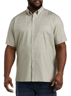 B+T ESSENTIALS Big & Tall Poplin Sport Shirt Grey