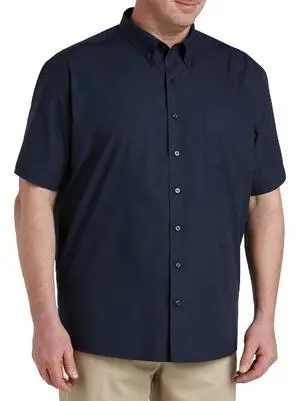 B+T ESSENTIALS Big & Tall Poplin Sport Shirt - Navy