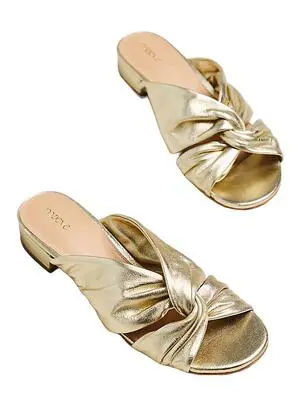 Maeve Twisted Slip-on Sandals - Gold