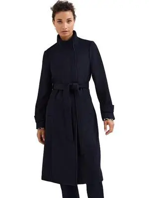 PHASE EIGHT Belted Funnel Neck Coat - Navy