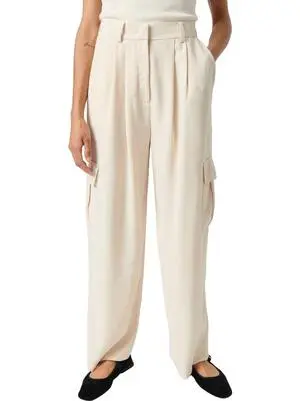 SOAKED IN LUXURY Shirley Wide Leg Cargo Trousers - Sandshell