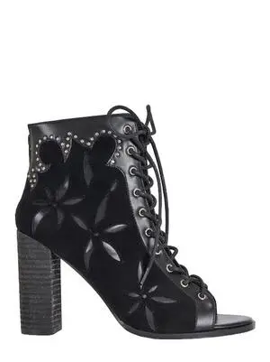 AZALEA WANG Mirona Peep-toe Lace-up Booties - Black