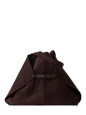 Akris Medium AI Suede Convertible Shoulder Tote Mocca