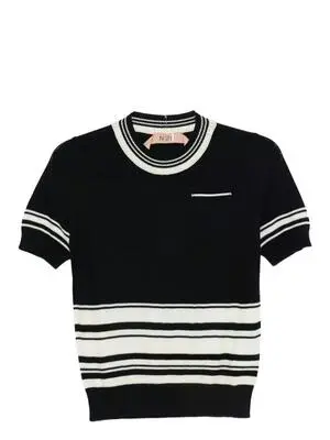 N°21 Striped Pocket Sweater - Black