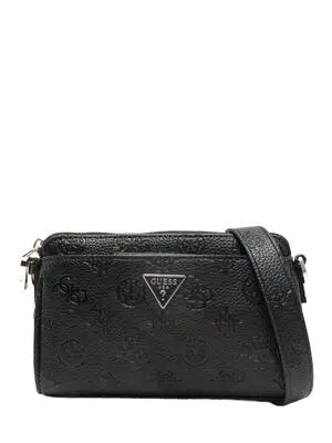 Guess Logo-embossed Shoulder Bag With Detachable Strap - Black