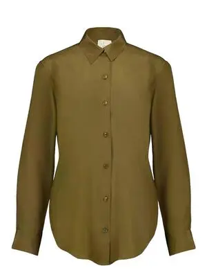 PAULA Silk Button-down Shirt - Green