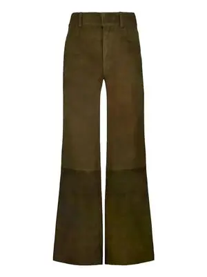 PAULA Alice Suede Flared Trousers - Green
