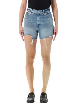 LEVI'S Ribcage Frayed Denim Shorts - Blue